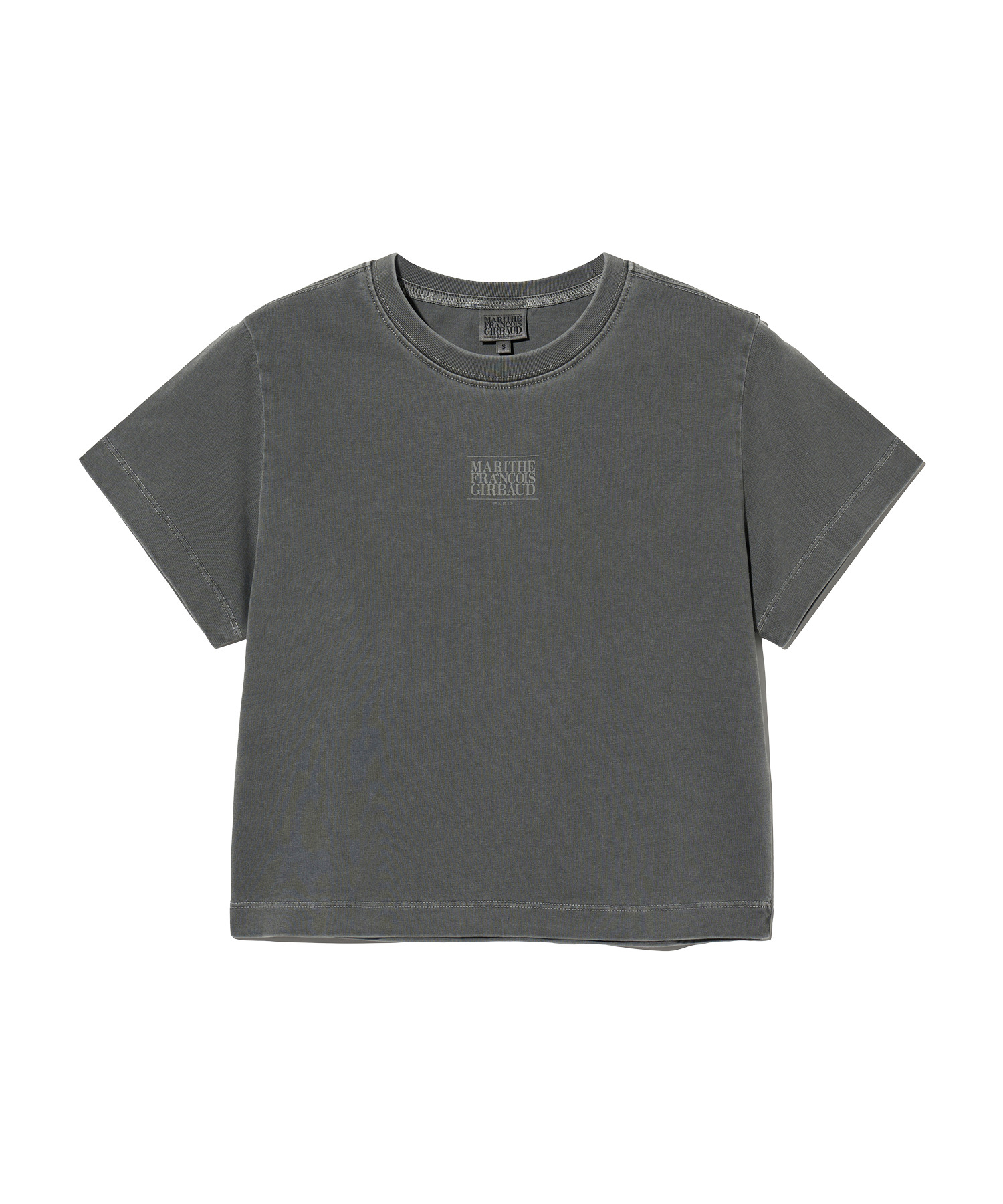 W CLASSIC LOGO PIGMENT CROP TEE charcoal - HAGO(하고)