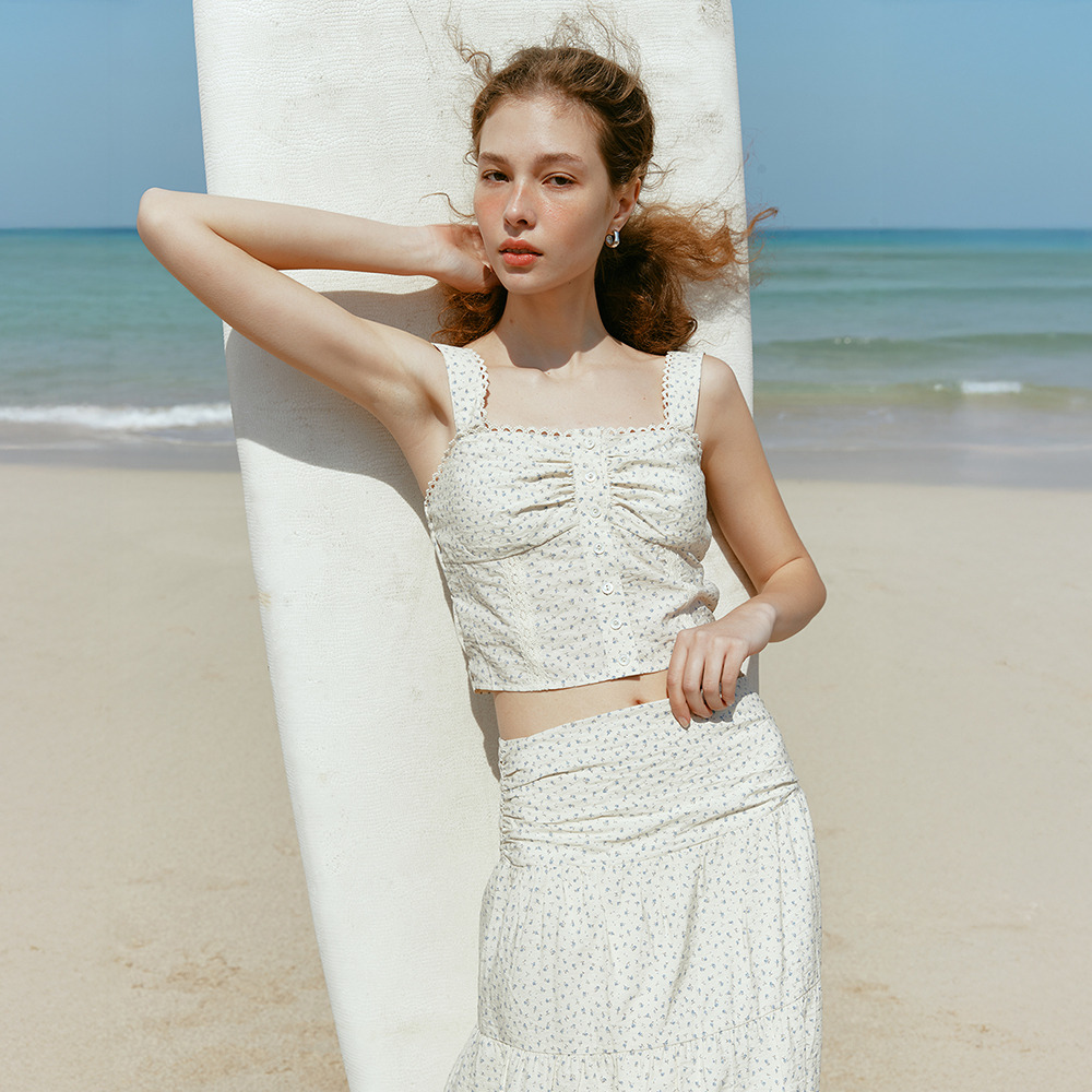 ROUMI sleeveless crop shirt_BEIGE - HAGO(하고)