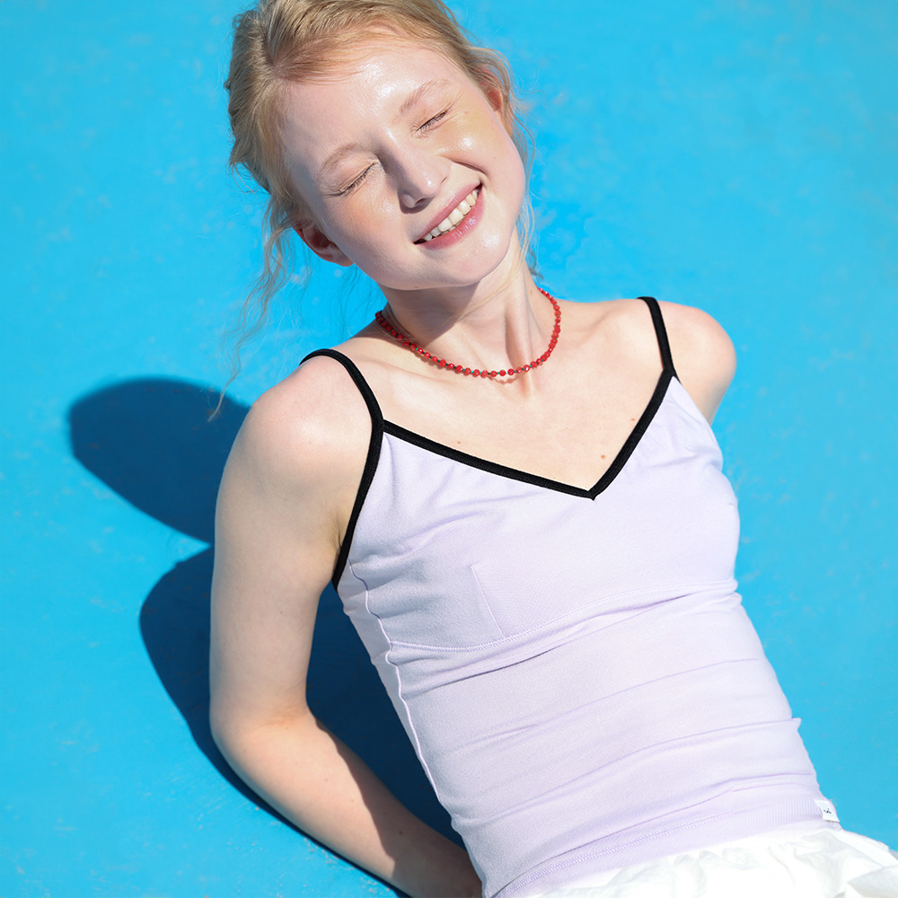 Velvet Strap Sleeveless Top - Lavender - HAGO(하고)