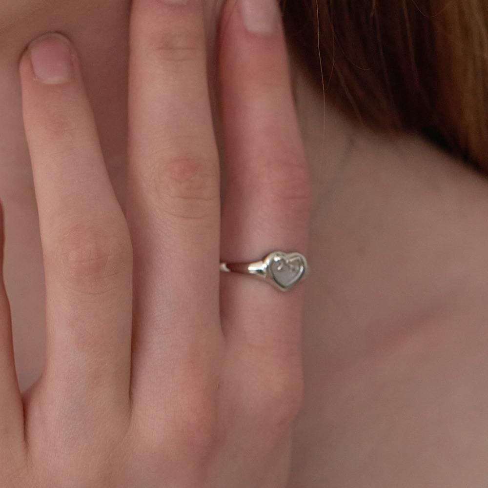 Silver 925 Luna Pearl Ribbon Heart Ring - HAGO(하고)