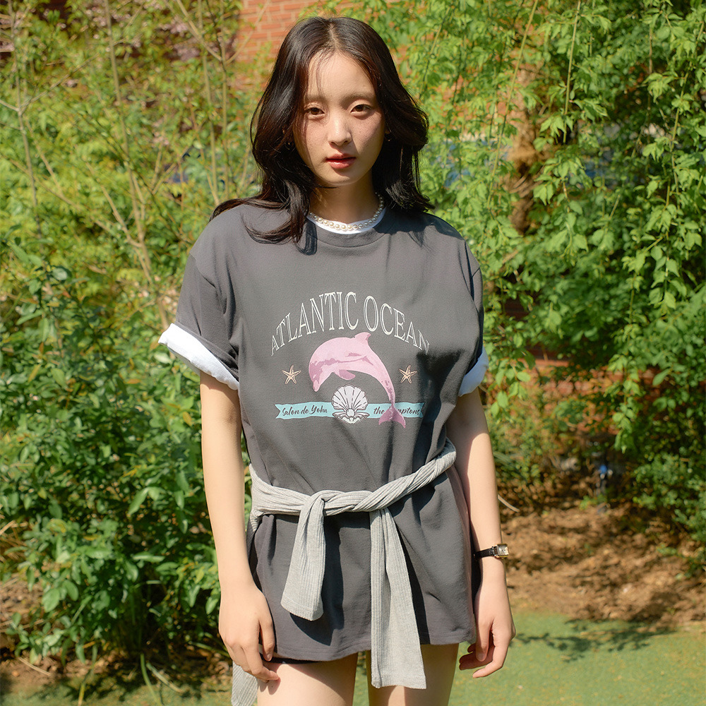 Pink Dolphin Boxy T_ Charcoal - HAGO(하고)
