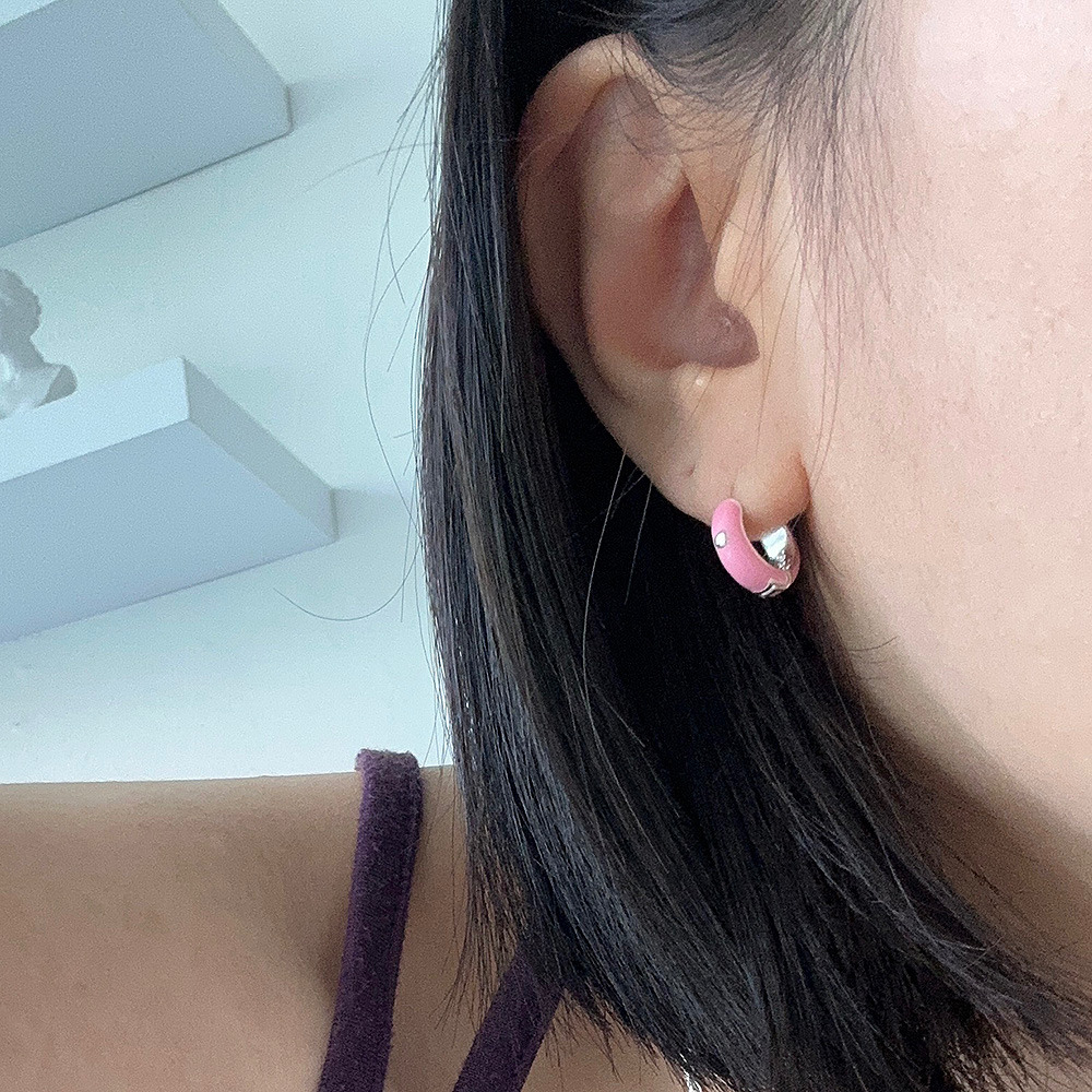 [925silver] Pink epoxy mini earring - HAGO(하고)