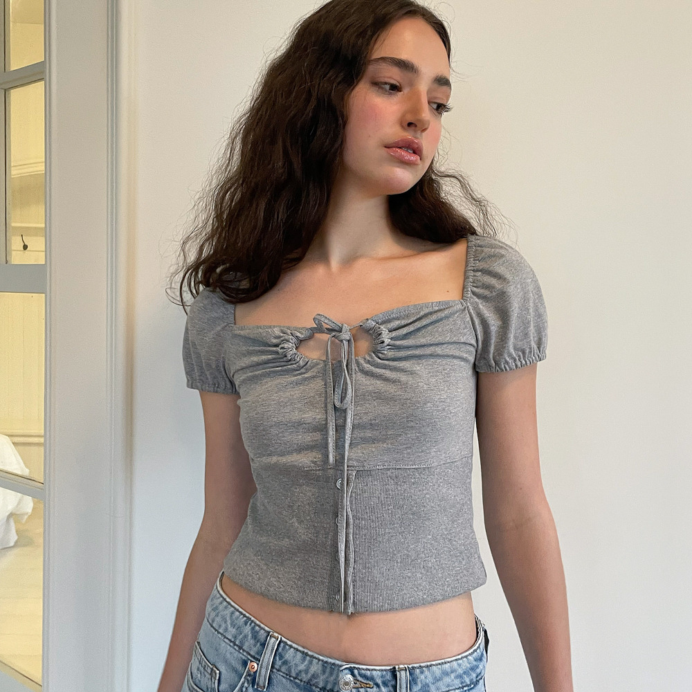 Round Hole T-shirt (grey) - HAGO(하고)