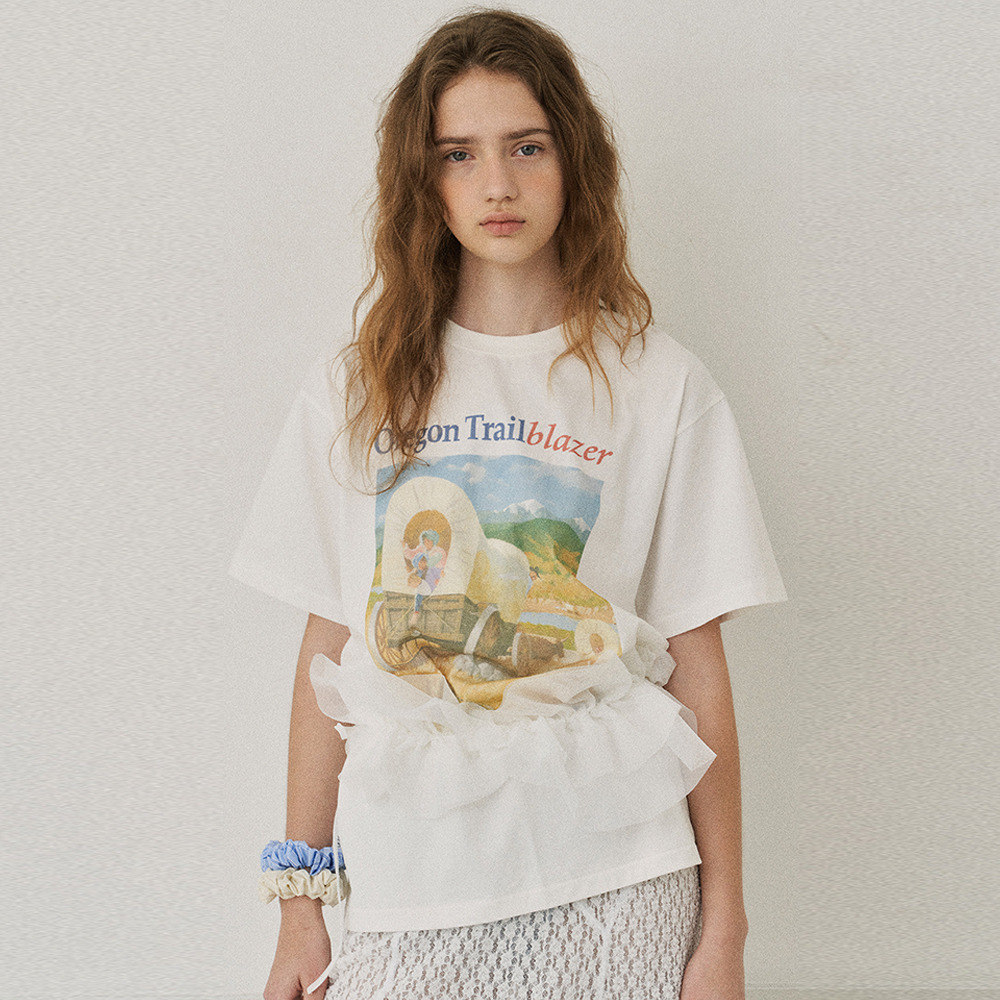 Organza Double Ruffle Belt - White - HAGO(하고)