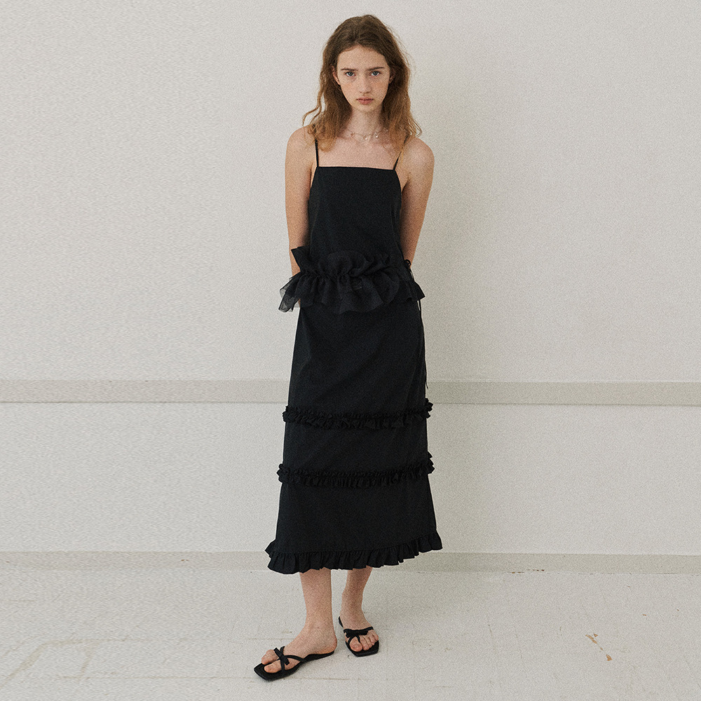 Mathilde Frill String Dress - Black - HAGO(하고)