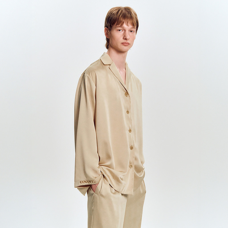 Satin Silky Open Shirt_Beige - HAGO(하고)