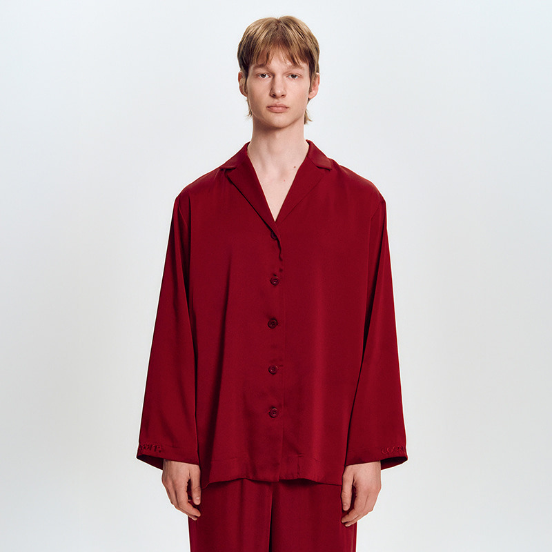 Satin Silky Open Shirt_Burgundy - HAGO(하고)