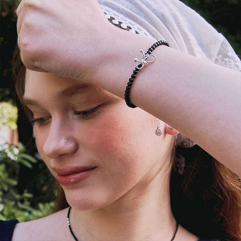 Ribbon Black Ball Bracelet_STJ-BB1570WG - HAGO(하고)