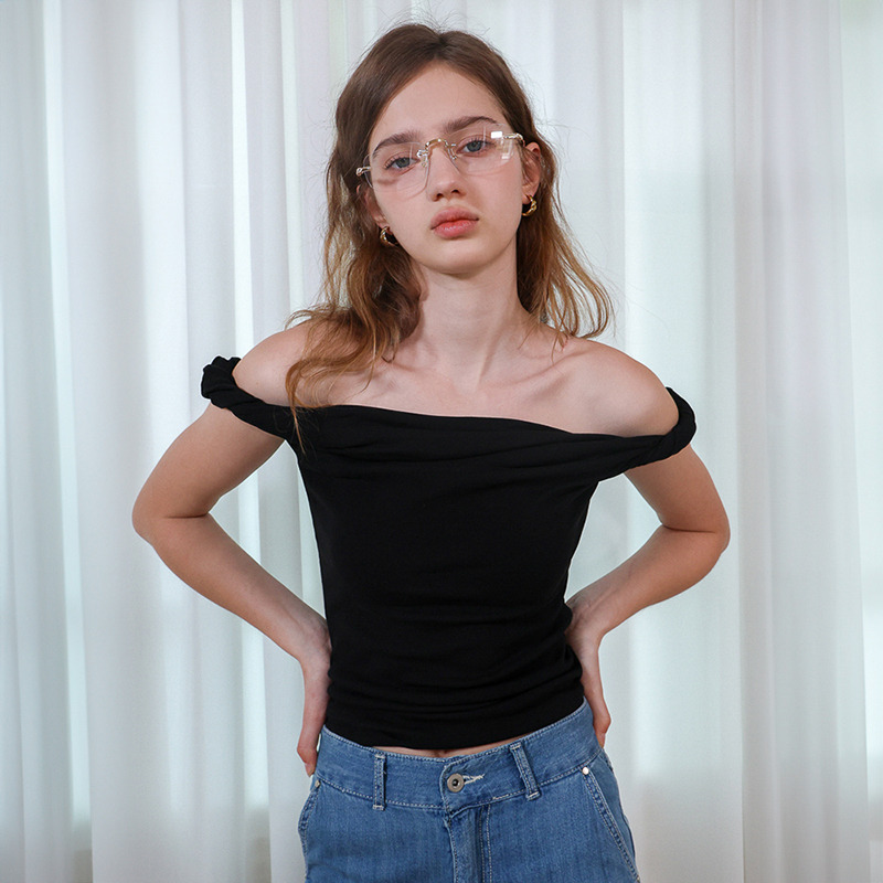 Off Shoulder T-Shirt_[Black] - HAGO(하고)