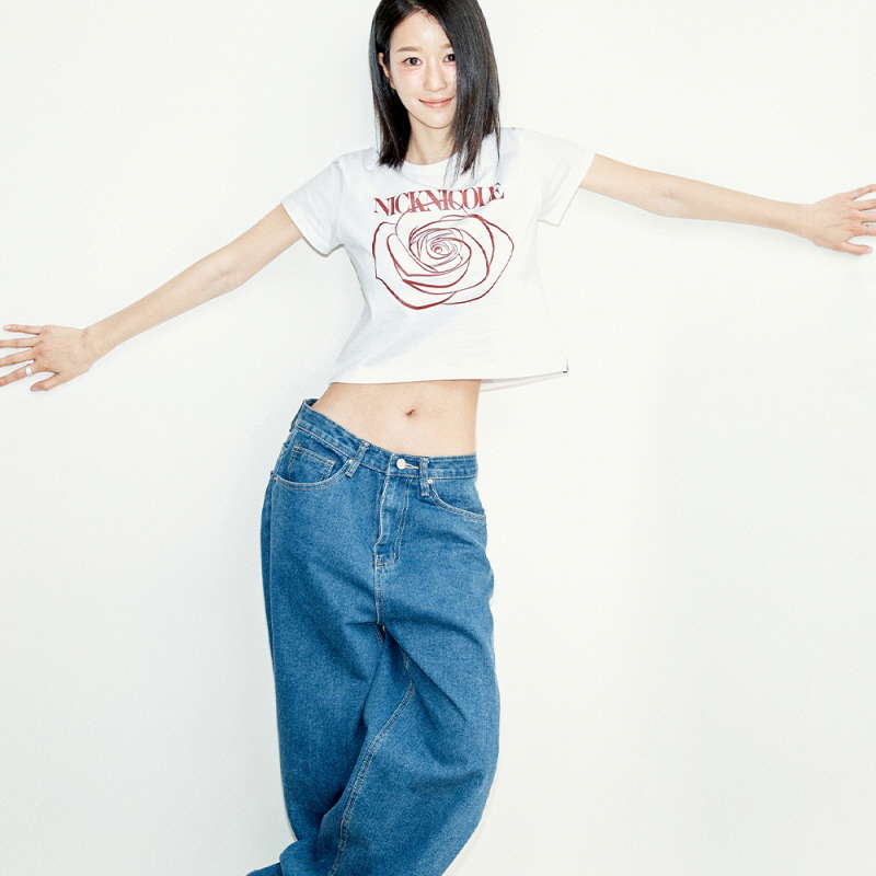 NICOLE ROSE PRINTING MINIMAL DENIM PANTS_DEEP BLUE - HAGO(하고)