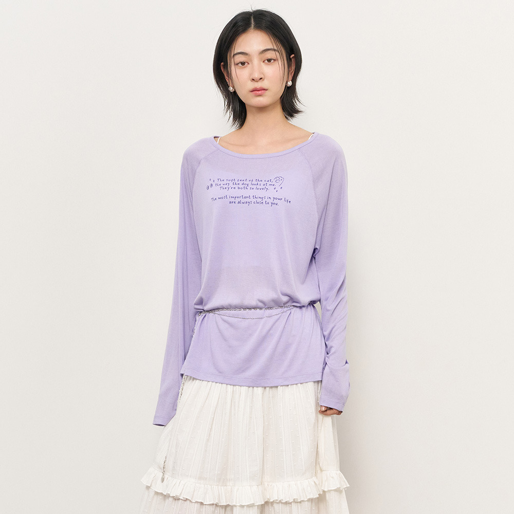 WOMAN 래글런 레터링 루즈핏 티셔츠 [LAVENDER] / WBE2L01528 - HAGO(하고)