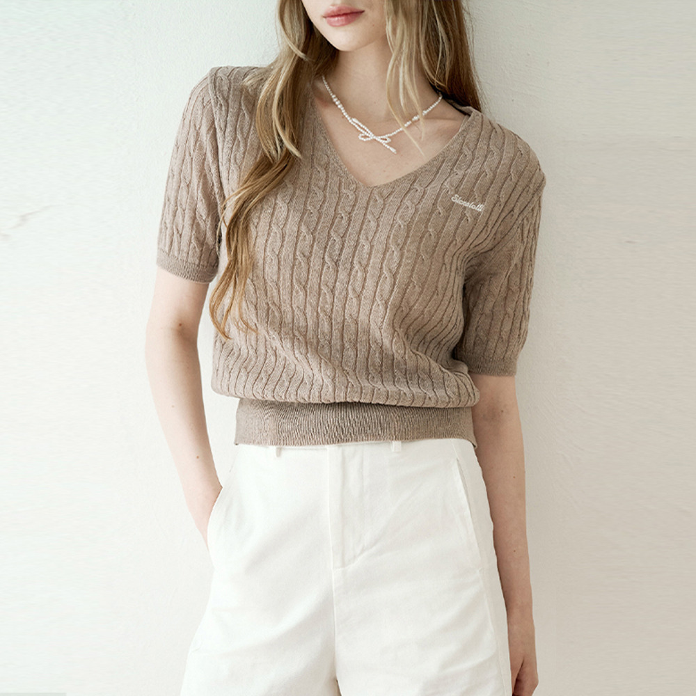 [3차리오더]Summer cable v-neck knit - Brown - HAGO(하고)