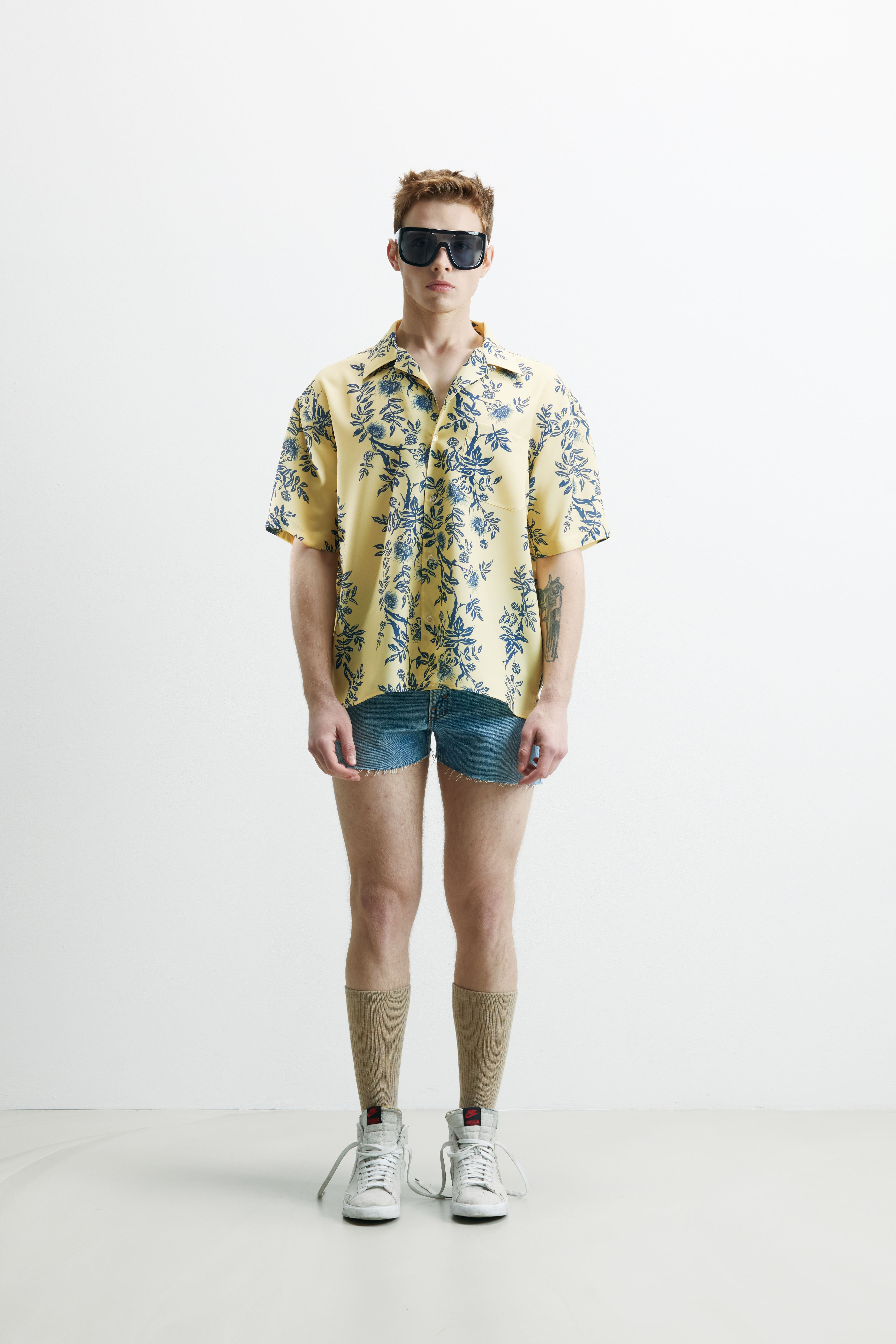 HAWAIIAN OPEN COLLAR SHIRT (FLOWER DRAWING) - HAGO(하고)