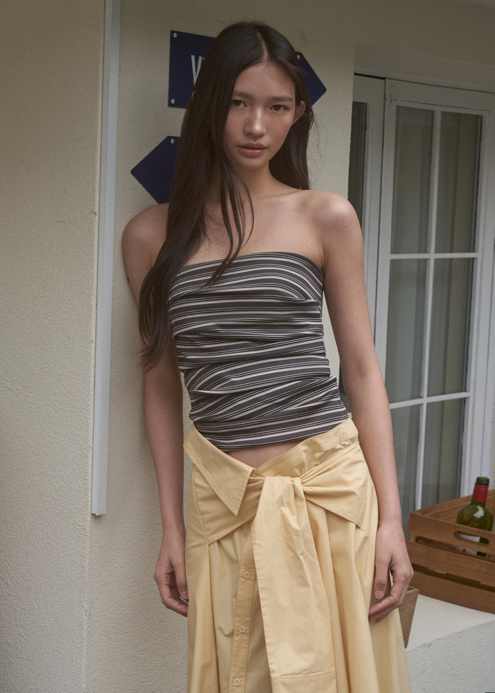 WILLY STRIPE TUBE TOP_GREY - HAGO(하고)