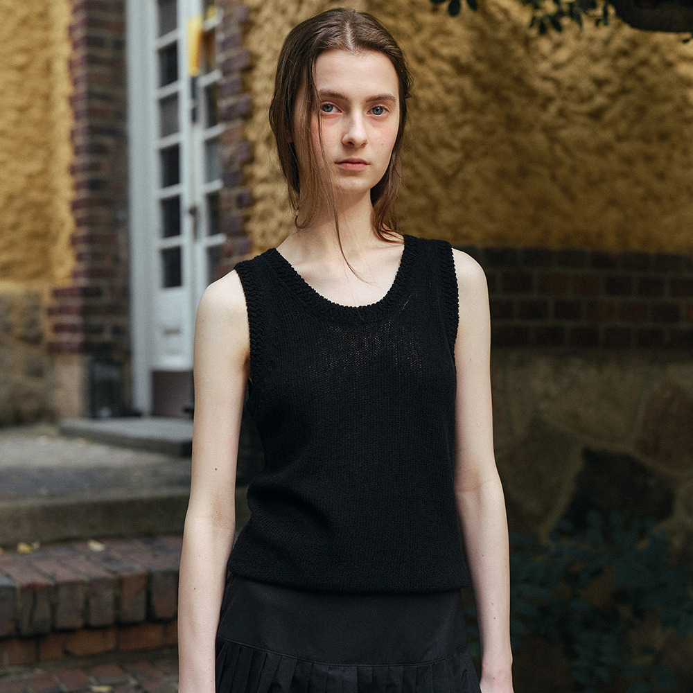 Harriette Knit Sleeveless (Black) - HAGO(하고)