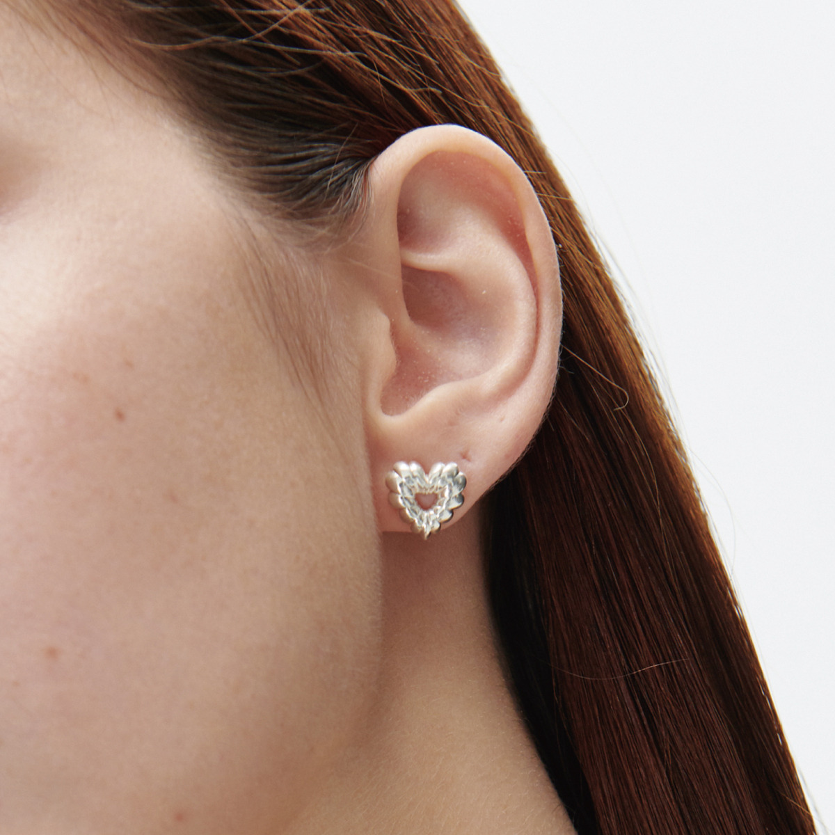 Cushion heart Earring (Silver925) - HAGO(하고)