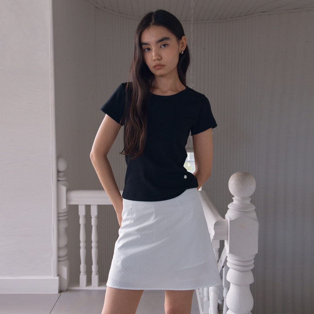 Symbol Slim Rib T-Shirts (Black) - HAGO(하고)