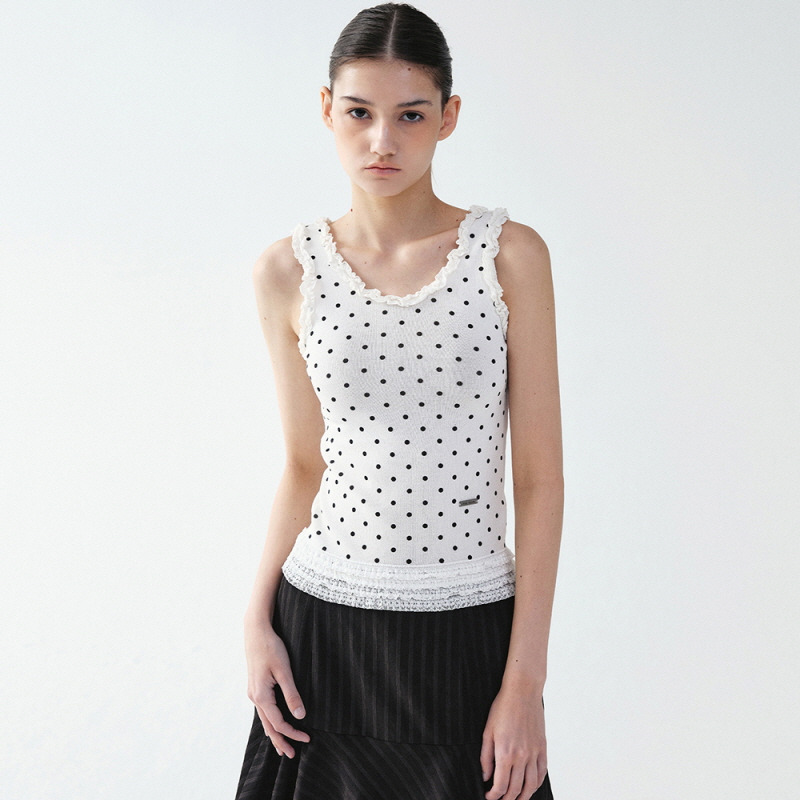 FRILL DOT SLEEVELESS_IVORY - HAGO(하고)