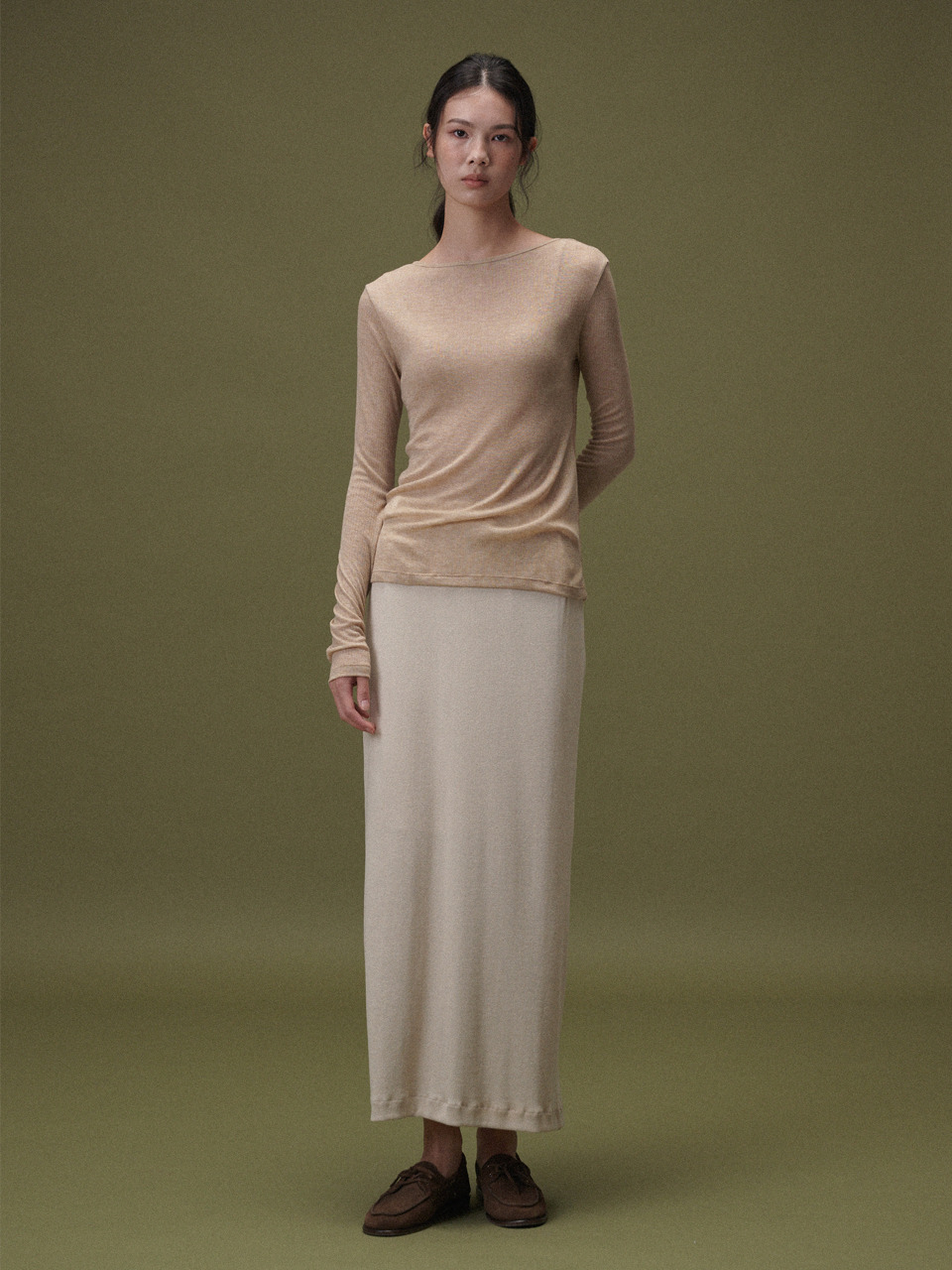 Jersey Long skirt - Beige - HAGO(하고)