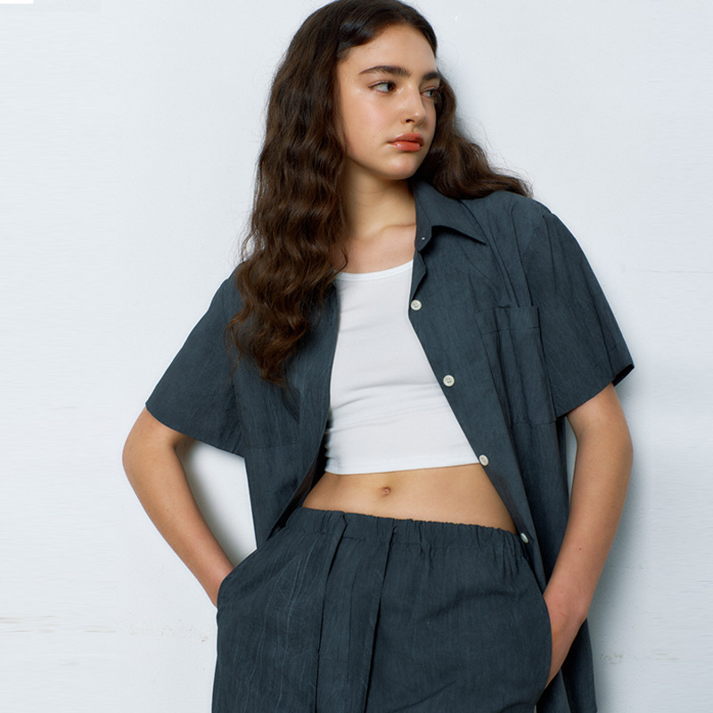 Neph Short-Sleeve Shirt [Charcoal] - HAGO(하고)