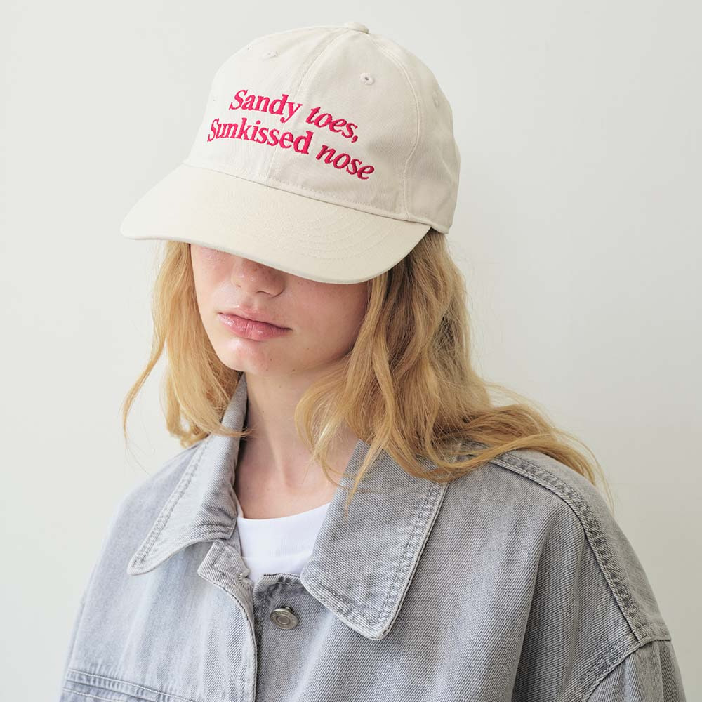 Typo Cotton Baseball Cap, Ivory - HAGO(하고)