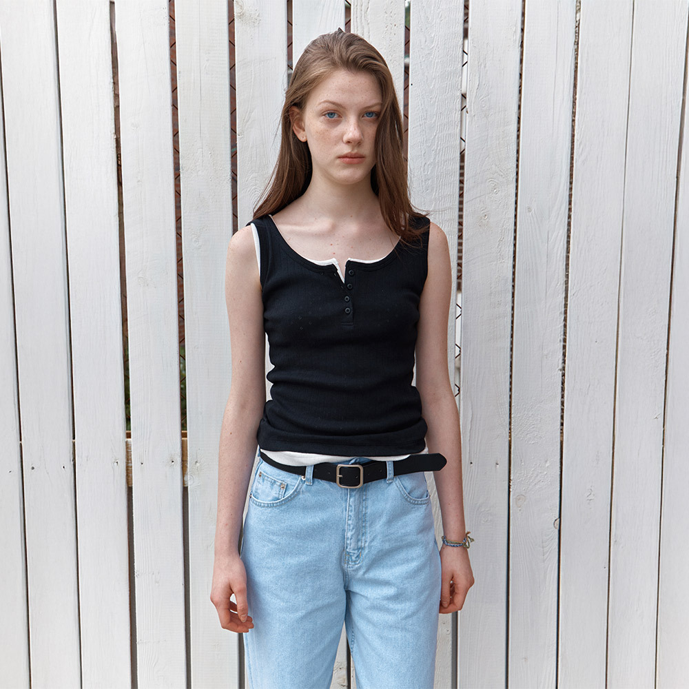 4th / eyelet sleeveless - black - HAGO(하고)