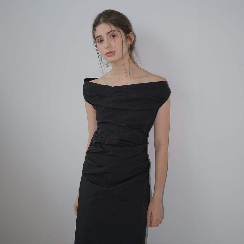 (예약배송 7/9)SIE SLEEVELESS DRAPED MIDI DRESS_BLACK - HAGO(하고)