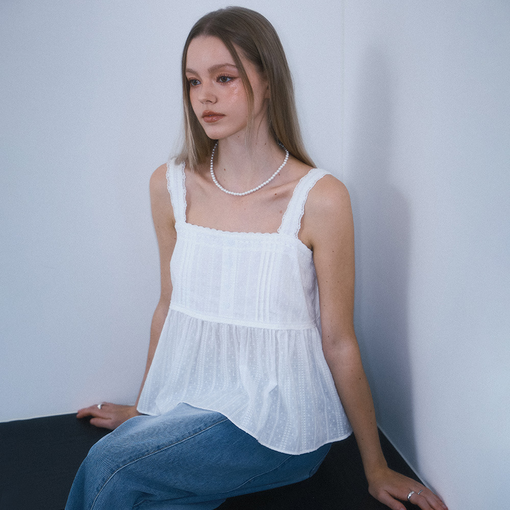 Pintuck Sleeveless Blouse [White] - HAGO(하고)