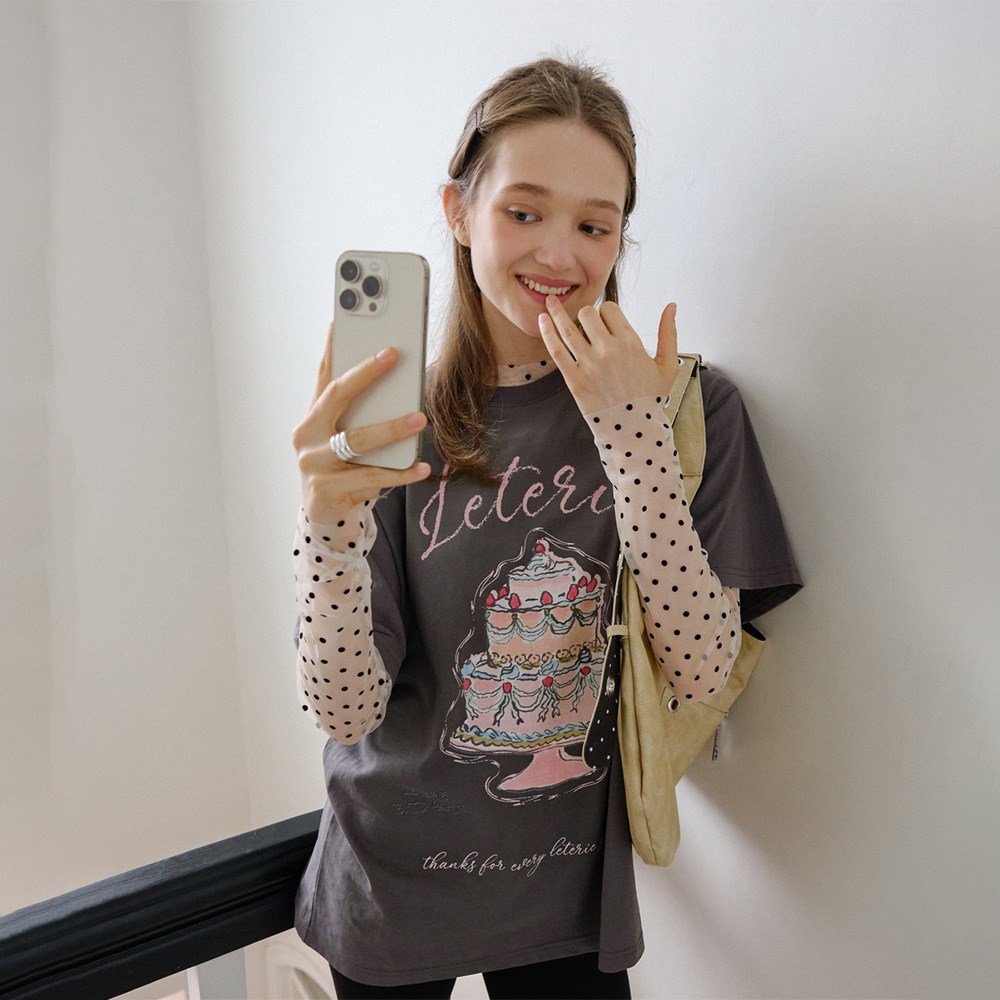 SWEET CAKE T-SHIRTS_CHARCOAL - HAGO(하고)