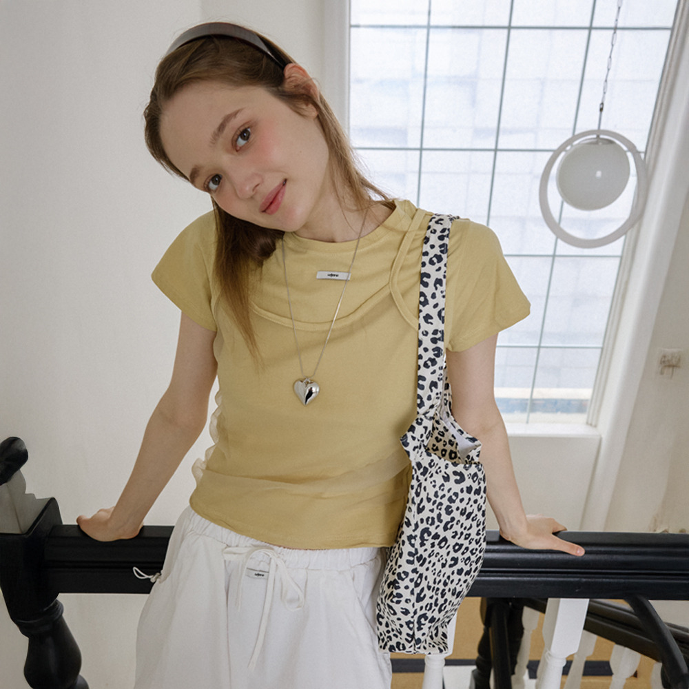 BUSTIER LAYERED T-SHIRT_YELLOW - HAGO(하고)