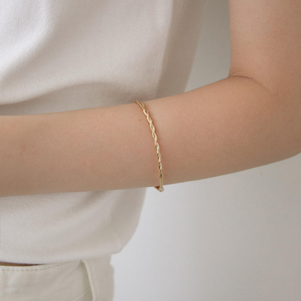 rope detail bangle bracelet (W012_gold) - HAGO(하고)