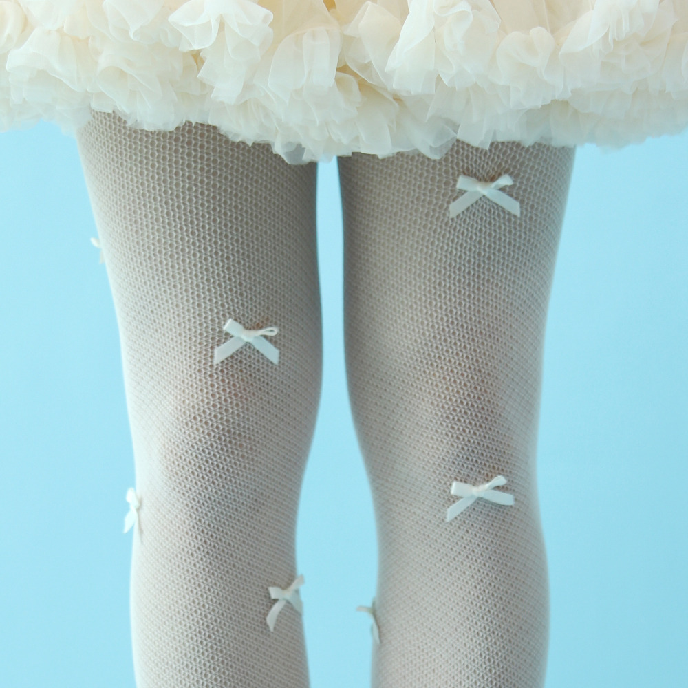 ribbon fishnet tights (ivory) - HAGO(하고)