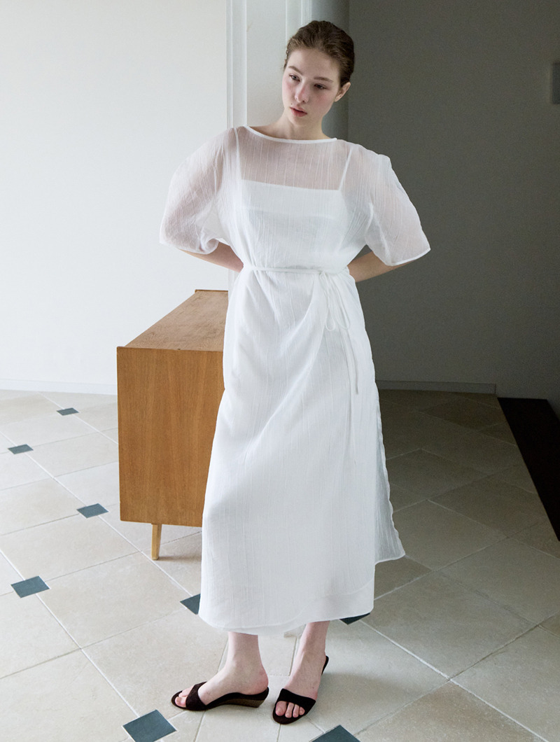 [1차 리오더] CREASE SHEER LAYERED OPS_WHITE - HAGO(하고)