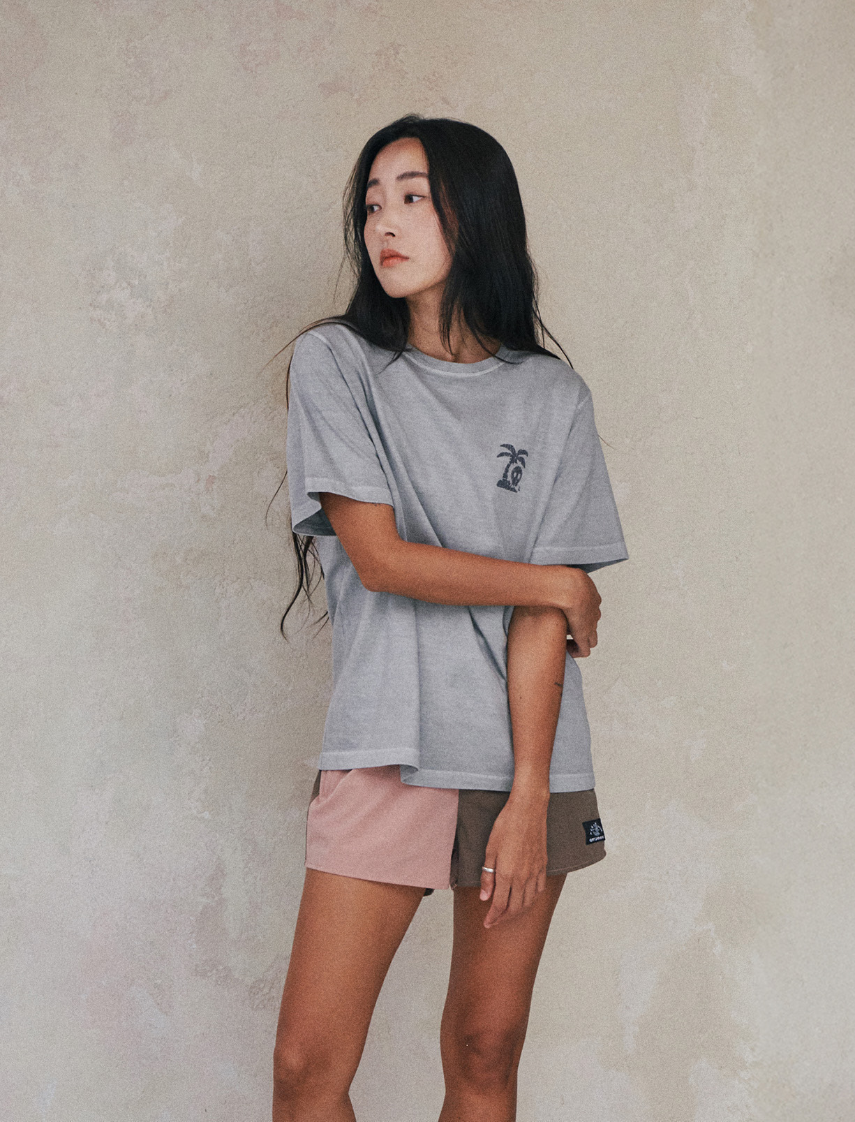 Leilu Dyed Print T-Shirts Grey - HAGO(하고)