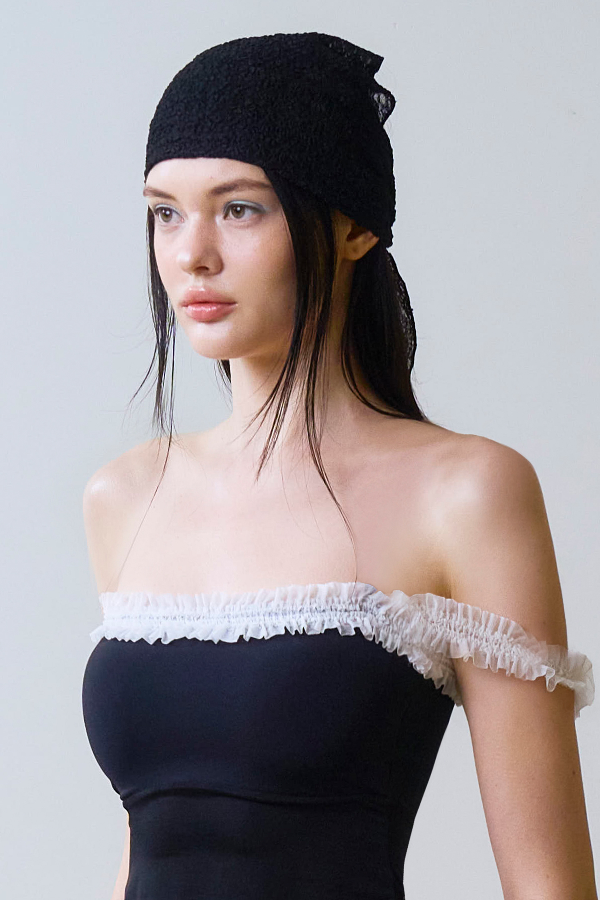 레이스 헤드 스카프 (Black) - HAGO(하고)