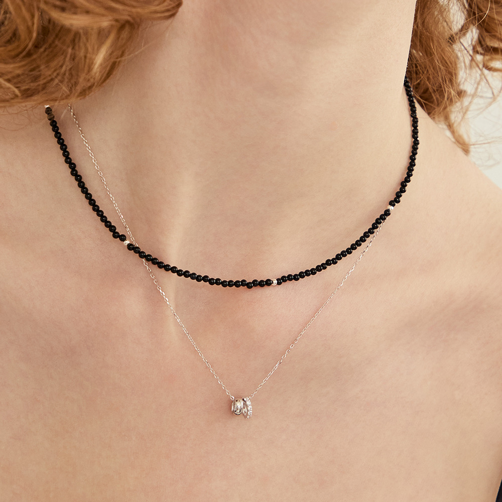 실버 925 미드나잇 블랙 오닉스 목걸이 #LSN73 - HAGO(하고)