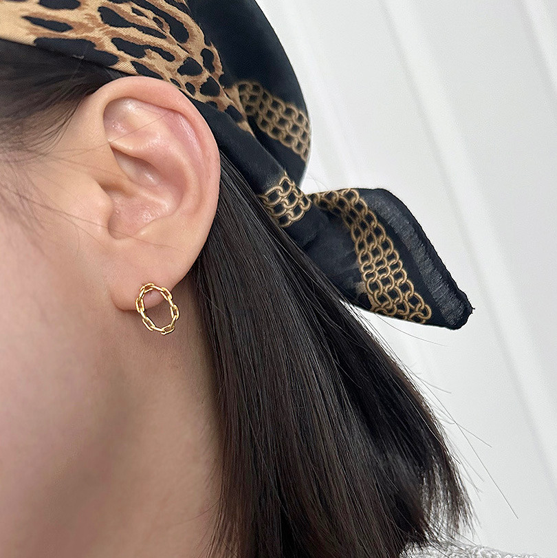 [925silver] Oval chain earring (gold) - HAGO(하고)