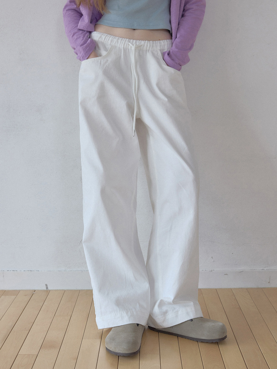 worn cotton pants (white) - HAGO(하고)