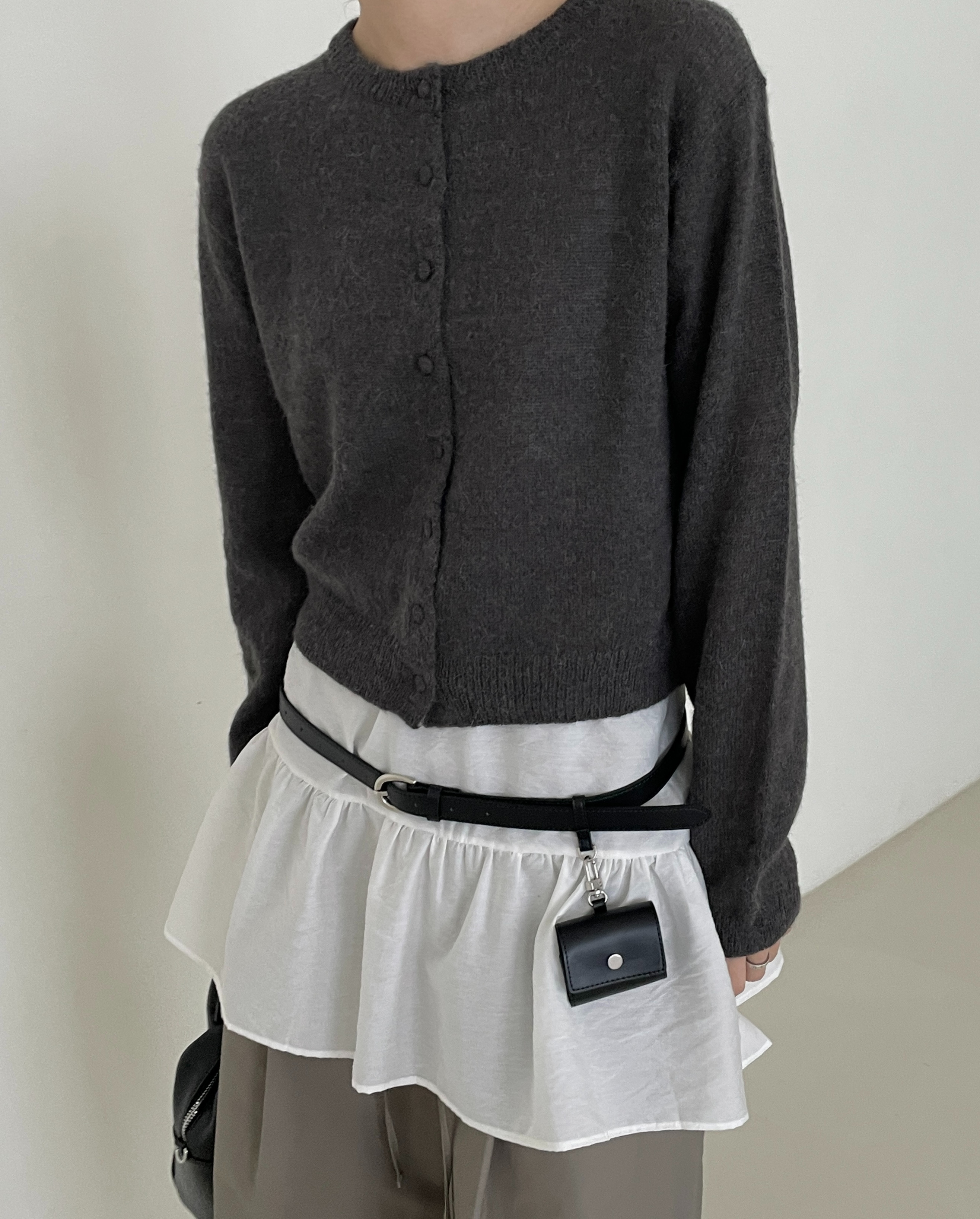 [하고에디트]Alpaca Round Cardigan_CHARCOAL - HAGO(하고)