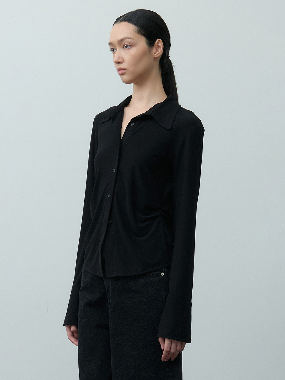 Oh Jersey Slim Shirts_Black - HAGO(하고)