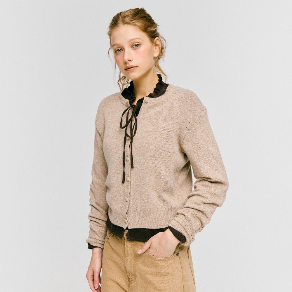 jacquard point cardigan - oatmeal - HAGO(하고)