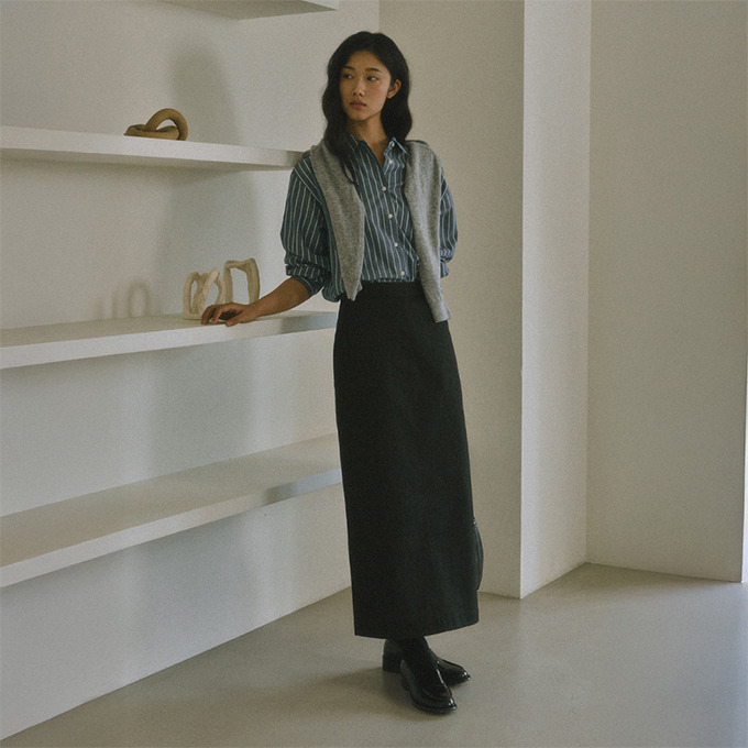 GREDEN H-LINE LONG SKIRT_BLACK - HAGO(하고)
