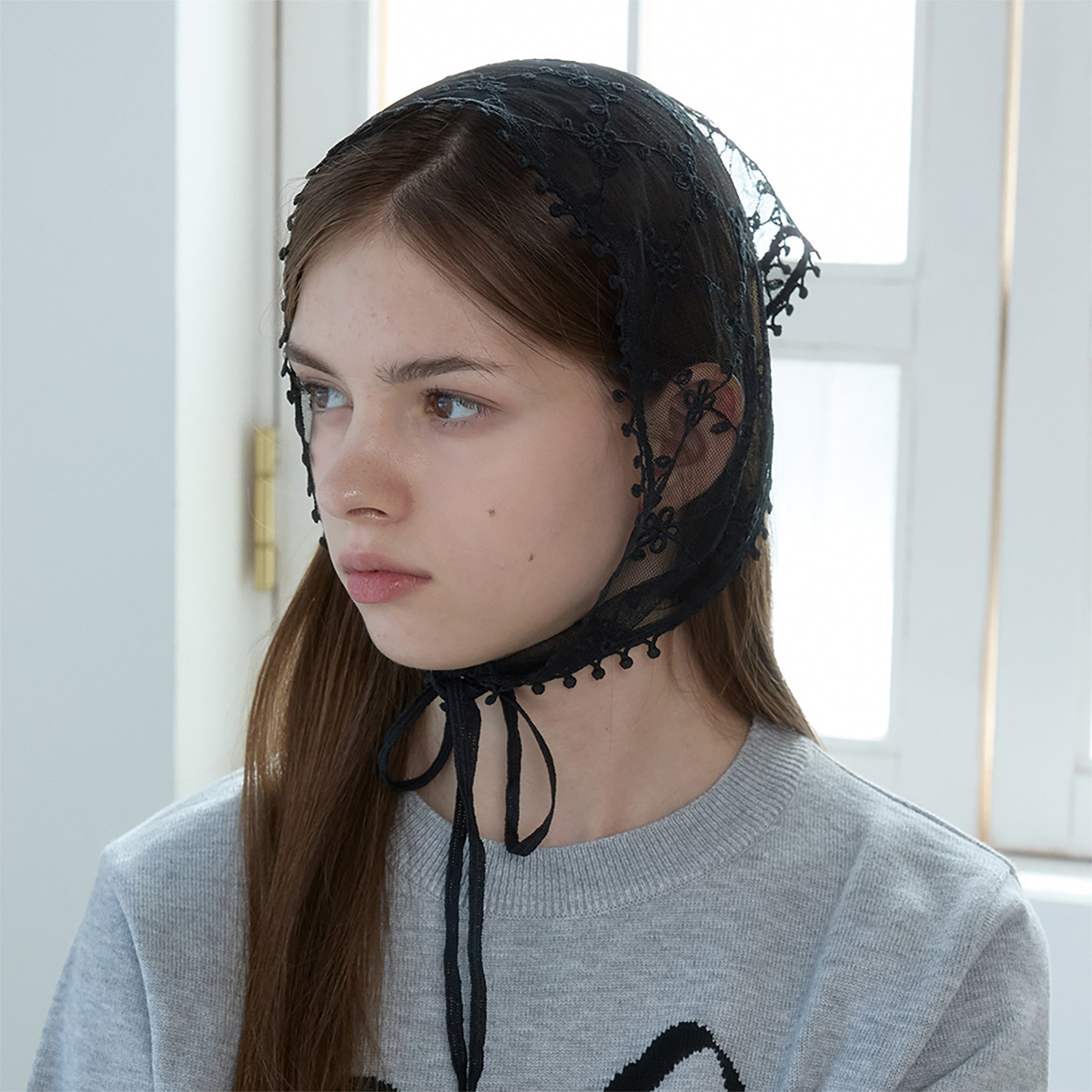 PETAL LACE KERCHIEF_BLACK - HAGO(하고)