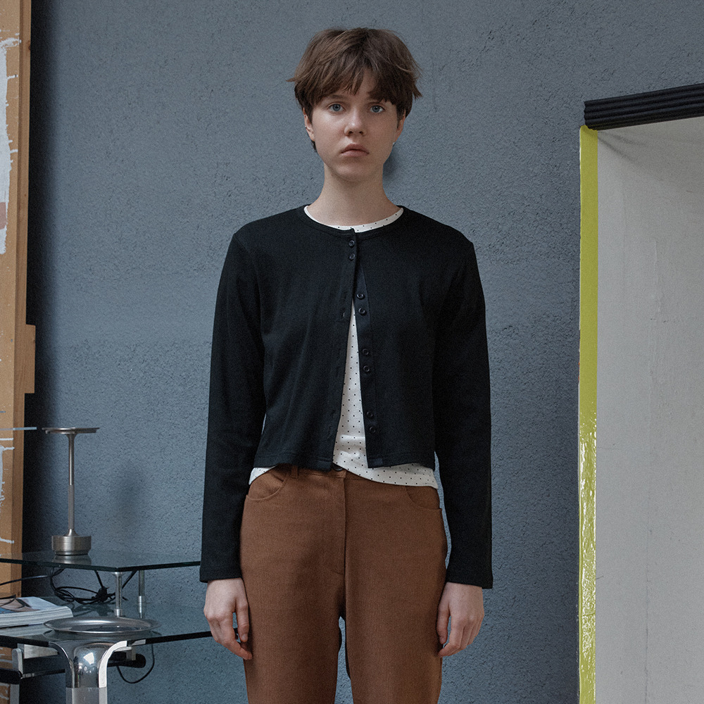 becky cotton cardigan - black - HAGO(하고)