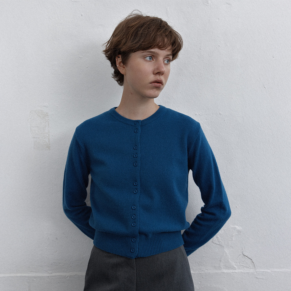fine wool round cardigan - blue - HAGO(하고)