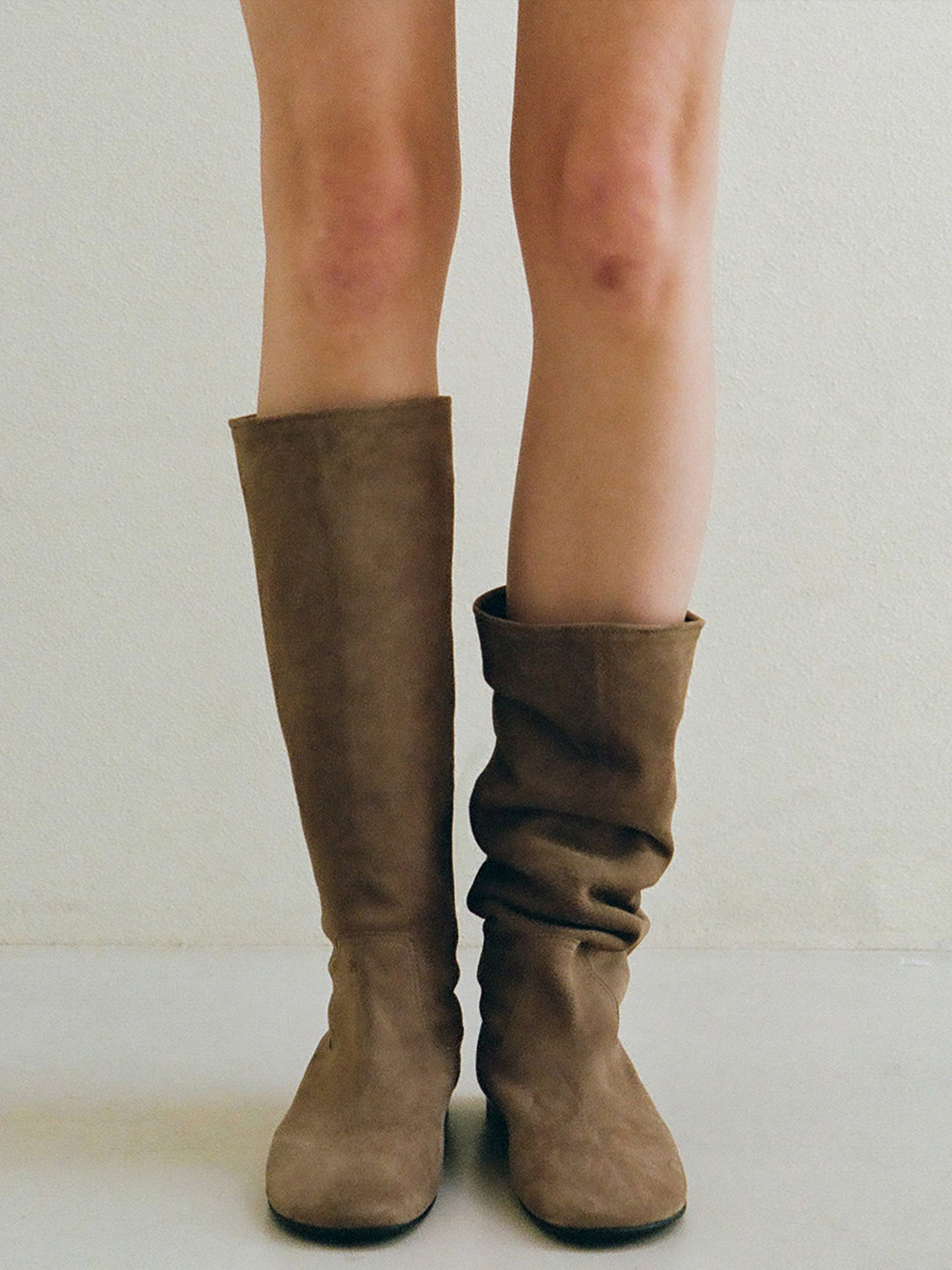 Wrinkle Long Boots in Moonstone - HAGO(하고)
