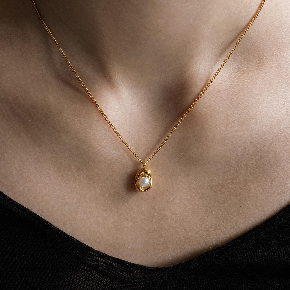 HON014 Antique Pearl pendant Necklace - HAGO(하고)