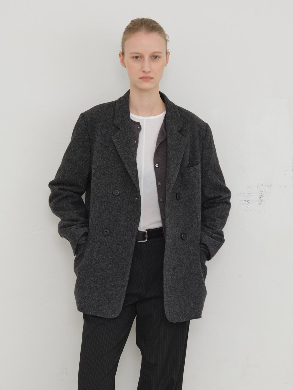 Wool double jacket (Gray) - HAGO(하고)