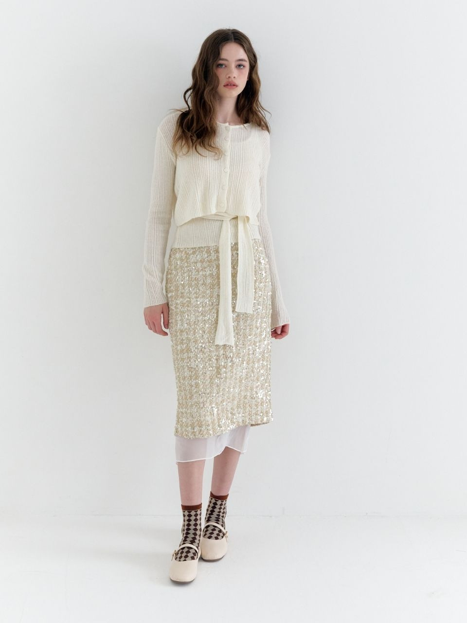 wool tweed spangle skirt - HAGO(하고)