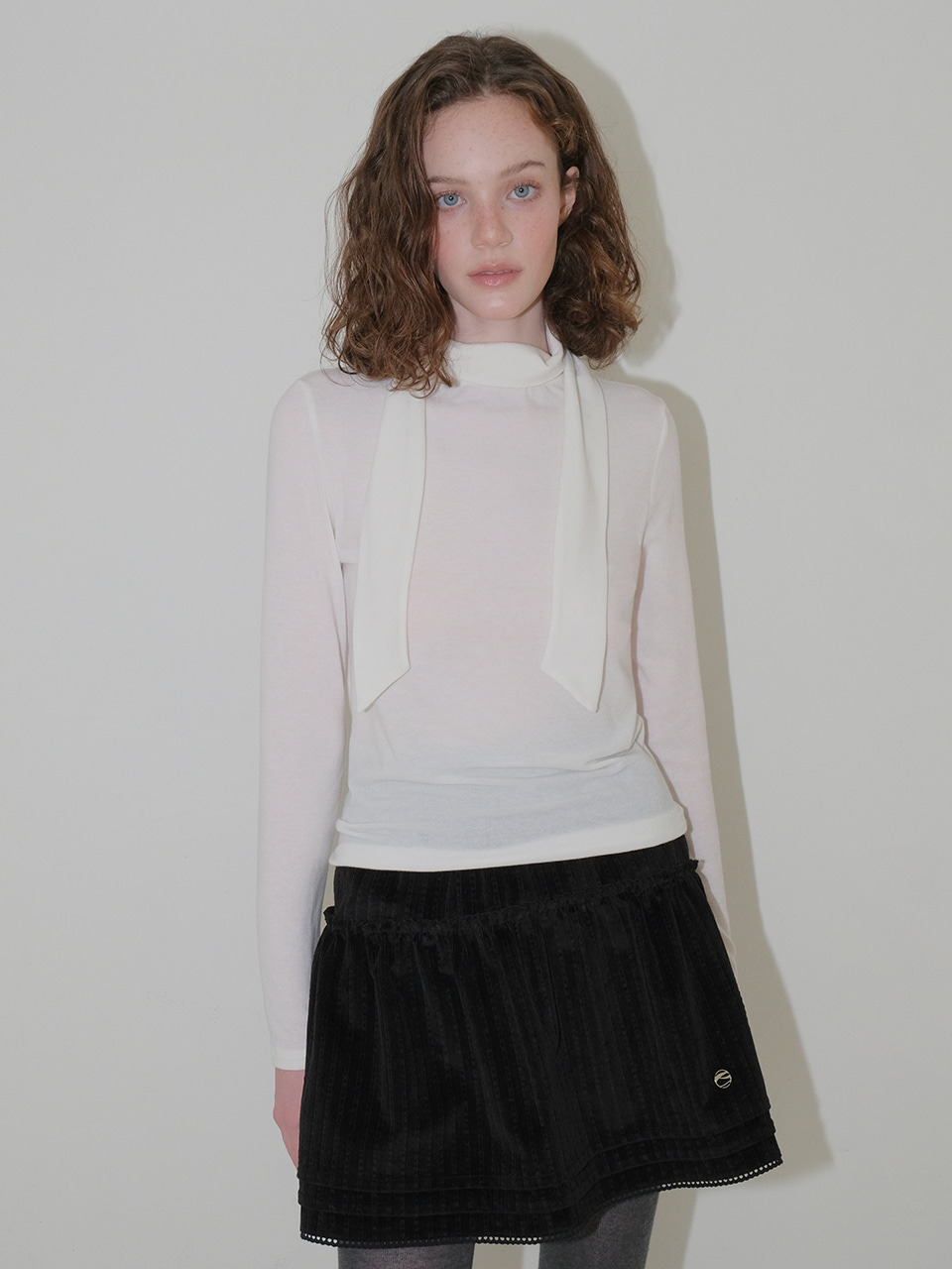 2-Way Tie T-Shirt, Ivory - HAGO(하고)